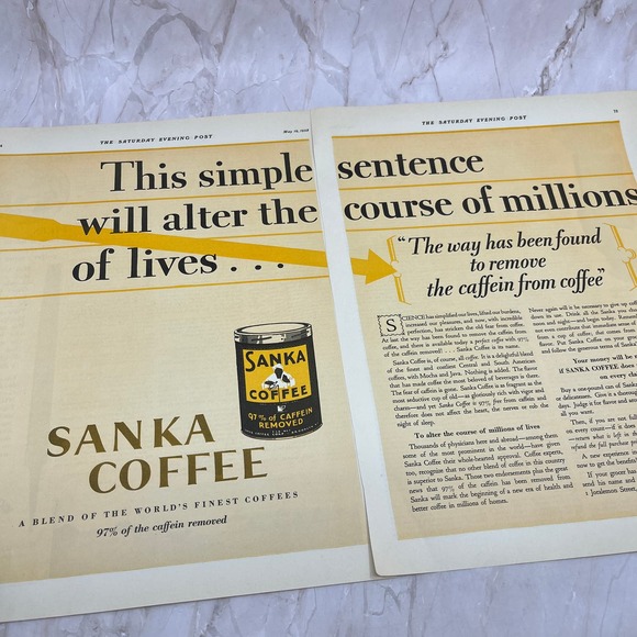 None | Accents | Sanka Coffee Decaf 2 Pages 928 Original Magazine ...